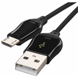 USB-Kabel 2.0, A-Stecker + Micro B-Stecker, 1 m Kabellänge, High Speed Datenübertragung 480 Mbit/s, schwarz, SM7004B - EMOS