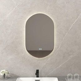 Led Badspiegel 80x50cm, Badezimmerspiegel mit Beleuchtung, 3 Lichtfarben, Lichtspiegel mit Touch-Schalter & Anti-Beschlag, Wandspiegel dimmbar