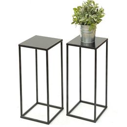 2x DanDiBo Blumenhocker Metall Schwarz Eckig 62,5 cm Blumenständer Beistelltisch 434 Blumensäule Modern Pflanzenständer Pflanzenhocker