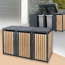 Mülltonnenbox für 3 Tonnen 240L 200x80x116,3 cm Stahl - ML-Design