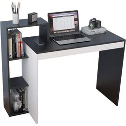 Soges - Schreibtisch mit Regal 110 cm x 40 cm Computertisch Bürotisch Arbeitstisch Arbeitstisch für Home Office Kompakter Schreibtisch - Schwarz