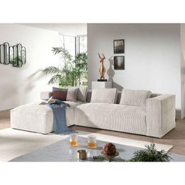 Stella – ecksofa – cordsamt – 4-sitzer – moderner stil – links - beige