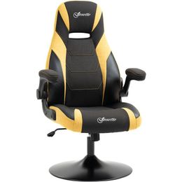 Vinsetto Gaming-Stuhl mit Rallystreifen, Computerstuhl, höhenverstellbar, mit Kippfunktion, Schwarz + Gelb - Schwarz+Gelb
