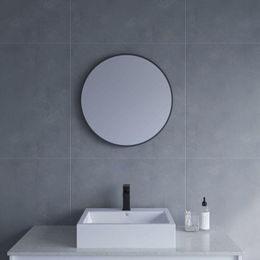 Badspiegel Rund Schminkspiegel ф60cm Wandspiegel rund Vintage Badezimmerspiegel mit matt schwarz Spiegelrahmen