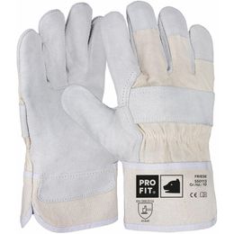 FITZNER Pro fit Rindspaltleder Arbeitshandschuh friese, Größe 8 (m) - 1 Paar, natur, Canvas-Stulpe, weich & flexibel