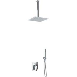 Duschset mit 2 Funktionen, inklusive Duscharmatur, bestehend aus einem schlanken Edelstahl-Duschkopf von 2 mm, einem Duscharm, einem Wasseranschluss,