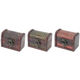 6415-108 Schatztruhe, mit Schloss, Schatzkiste, Holzkiste 3er Set, 8 x 5 x 6 cm - HMF