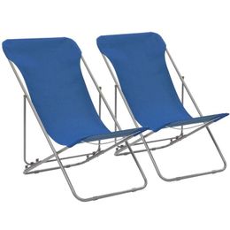 Klappbare Strandstühle 2 Stk. Stahl und Oxford-Gewebe Blau vidaXL625386