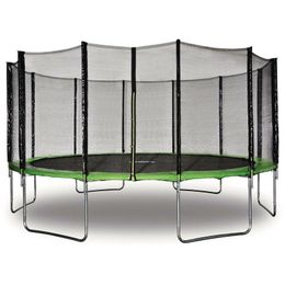 HABITAT ET JARDIN Trampolin Yoopi ø 4.90 m - Grün - mit Netz + Sicherheitsleiter + Schutzhülle + Befestigungsset