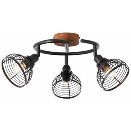 Lampe, Avia Spotspirale 3flg schwarz/holzfarbend, Metall/Holz, 3x D45, E14, 40W,Tropfenlampen (nicht enthalten) - schwarz - Brilliant