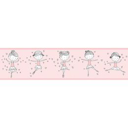 Bricoflor - Bordüre selbstklebend Kinderzimmer von Mädchen Ballerina Tapete Mädchenzimmer rosa Tapetenbordüre ideal für Mädchen und Babys - Rosa,