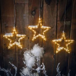 Solar Lichtervorhang Sternenregen Sternenvorhang mit 3 Sternen 19 cm Weihnachtsdeko Leuchtstern 84 LEDs warmweiß Esotec 102580