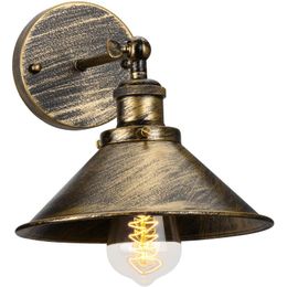 Wandleuchte, Vintage Industrielle Wandlampe aus Metall mit Ø22cm Lampenschirm für Schlafzimmer Wohnzimmer Esszimmer (Bronze)
