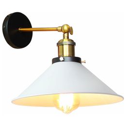 Wandleuchte im Vintage-Stil, Industri 240° Verstellbare Wandlampe, Wandstrahler Licht mit Ø26cm Lampenschirm für Wohnzimmer Schlafzimmer (Weiß)