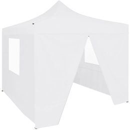 Profi-Partyzelt Faltbar, Gartenpavillon, Bierzelt UV-Schutz, Pavillon Pop-Up mit 4 Seitenwänden 2×2m Stahl Weiß KLI69791 MAISONCHIC