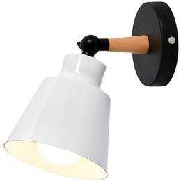 Axhup - Wandleuchte Holz, Moderne Wandlampe Innen mit Metall Lampenschirm, Wandstrahler Art Licht Decor für Wohnzimmer Schlafzimmer (Weiß)