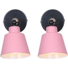 2er Wandleuchte Holz, Moderne Wandlampe Innen mit Metall Lampenschirm, Wandstrahler Art Licht Decor für Wohnzimmer Schlafzimmer (Rosa)
