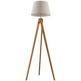 Delara Tripod-Stehleuchte mit Stoffschirm - creme, kiefer - LINDBY