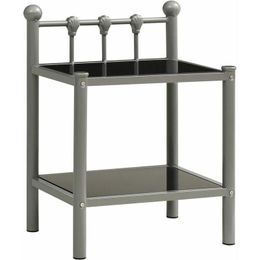 Bonnevie - Nachttisch,Beistelltisch Grau und Schwarz 45x34,5x60,5 cm Metall und Glas vidaXL