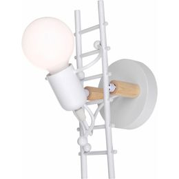 Led Wandleuchte Nordisch Wandlampe Eisen und Holz Lampe für Schlafzimmer Kinderzimmer - Weiß