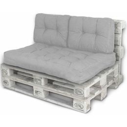 Palettenkissen Palettenauflagen Sitzkissen Rückenlehne Kissen Palette Polster Sofa Couch Set Hellgrau - Sitzfläche + Seitenkissen