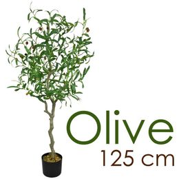 Decovego - Olivenbaum Olive Künstlich Olivenbusch Kunstbaum Kunstpflanze Künstliche Pflanze Künstlicher Baum Innendekoration 125 cm