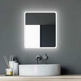 Talos - Moon Badspiegel mit Beleuchtung � led Badezimmerspiegel 40x45 cm � led Spiegel mit umlaufenden Raumlicht � Spiegel mit Lichtfarbe neutralwei�