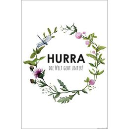 Close Up Hurra die Welt geht unter Kunstdruck Papier 250 gr. matt, Design Frau Febra & Herr Hutsauger