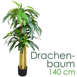 Decovego - Drachenbaum Künstlich Kunstbaum Kunstpflanze Kunstbaum Künstliche Pflanze Künstlicher Baum Deko Innendekoration 140 cm