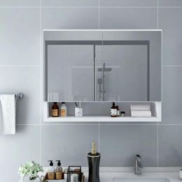 Bonnevie - LED-Bad-Hängeschränke - Badezimmer Spiegelschrank Weiß 80x15x60 cm mdf -BNC55907 - Weiß