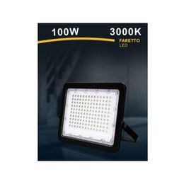 Meditrade GmbH 100W LED-SCHEINWERFER ULTRA SLIM AUSSEN SCHWARZ IP65 LICHT 6500K 4000K 3000K FS100W-N Warmes Weiß - Warmes Weiß