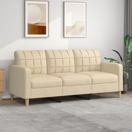 Bonnevie - 3-Sitzer-Sofa,Sofas gerade Creme 180 cm Stoff vidaXL