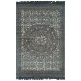 Prolenta Premium - Kelim-Teppich Baumwolle 120x180 cm mit Muster - Grau