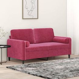 2-Sitzer-Sofa mit Zierkissen Weinrot 140 cm Samt vidaXL380536