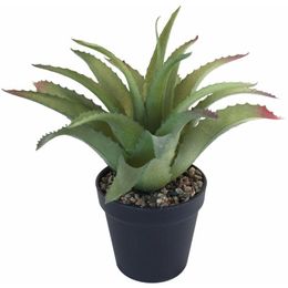 Design Decoration - Künstliche Aloe Vera im Topf mit Steindeko Höhe 26 cm Pflanze hellgrün - Hellgrün