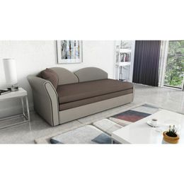 Fun Moebel - Sofa Schlafsofa inklusive Bettkasten alina / r- Stoff Alova Grau / Braun