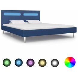 Bettgestell,Schlafzimmerbett mit led Blau Stoff 160 x 200 cm vidaXL