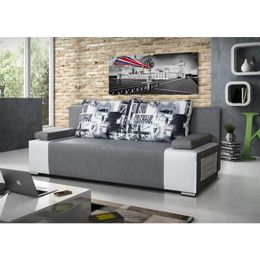 Sofa Schlafsofa inklusive Bettkasten livian Weiss / Grau