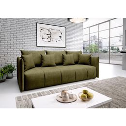 Sofa asvil 3-Sitzer Schlafsofa Couch mit Schlaffunktion Bettkasten MH38 Dunkelgrün - Furnix