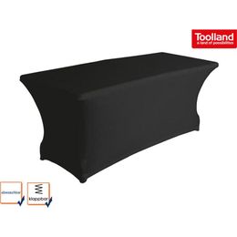 toolland Stabiler Gartentisch Klapptisch aus Kunststoff mit schwarzer Stretch Husse