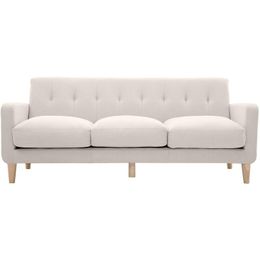 Miliboo Design-Sofa skandinavisch naturfarbener Stoff 3-Sitzer luna - Naturbeige