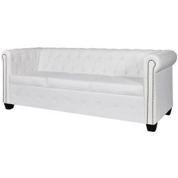 Chesterfield Sofa 3-Sitzer Kunstleder Weiß 09233