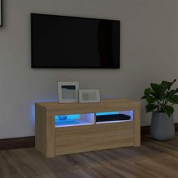 Bonnevie - TV-Schrank,TV-Möbel mit LED-Leuchten Sonoma-Eiche 90x35x40 cm vidaXL