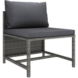 Modulares Mittelsofa mit Kissen,Gartensofa, Loungesofa,Gartenbank Grau Poly Rattan VMEC299353 MAISONCHIC