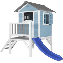 Spielhaus Beach Lodge xl in Blau mit Rutsche in Blau Stelzenhaus aus fsc Holz für Kinder Kleiner Spielturm für den Garten - Blau - AXI