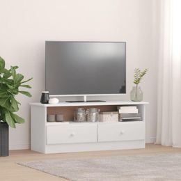 Bonnevie - Moderne TV-Möbel, TV-Lowboard TV-Schrank für das Wohnzimmer mit Schubladen alta Weiß 100x35x41 cm Kiefernholz -FV43310 - Weiß