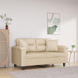 2-Sitzer-Sofa mit Kissen Creme 120 cm Mikrofasergewebe vidaXL832901