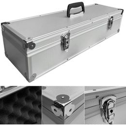 ECI Aluminium Koffer Silber Entnehmbarer Deckel mit Würfelschaum Alu-Koffer Werkzeugkoffer (LxBxH) 650 x 200 x 150 mm