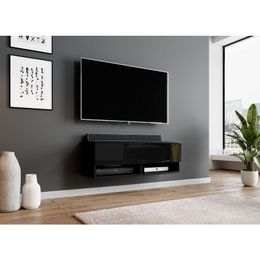 Furnix - tv Lowboard alyx TV-Schrank 100 cm Design Schwarz matt - glänzend Schwarz