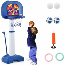 Kinder Basketballkorb, 4 in 1 Basketballkorbständer mit Ringwurf, Klebeball, Golfspielset, Anti-Kipp-Basis, Verstellbare Aktivitätszentrum für Kinder